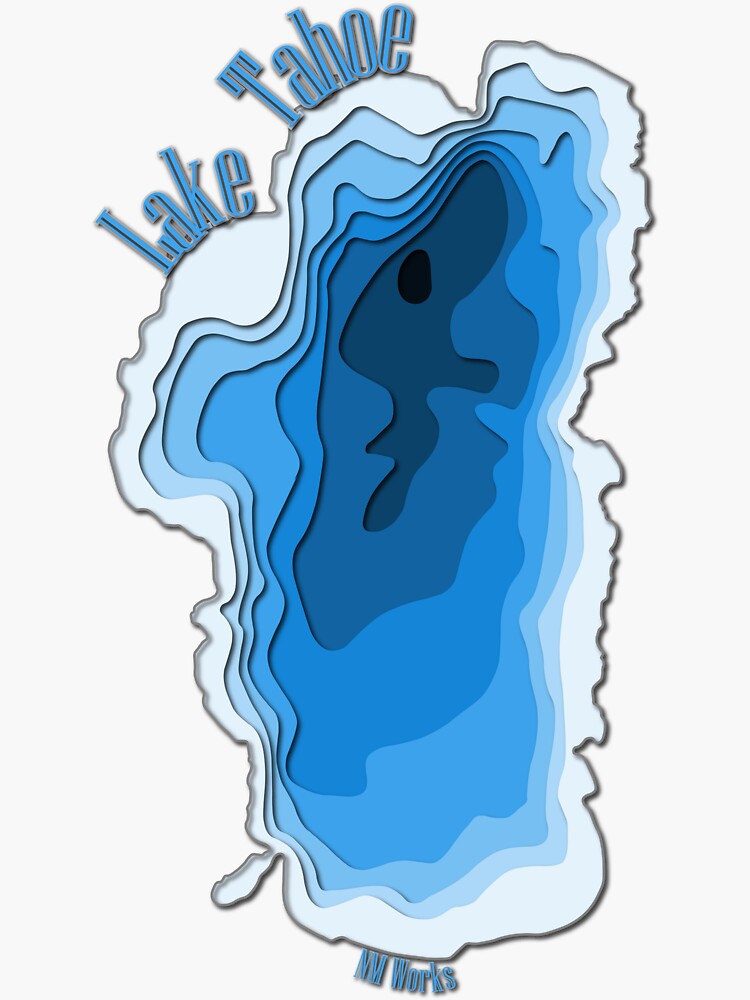 "Lake Tahoe Depth Map" Sticker for Sale by Nmworks | Redbubble