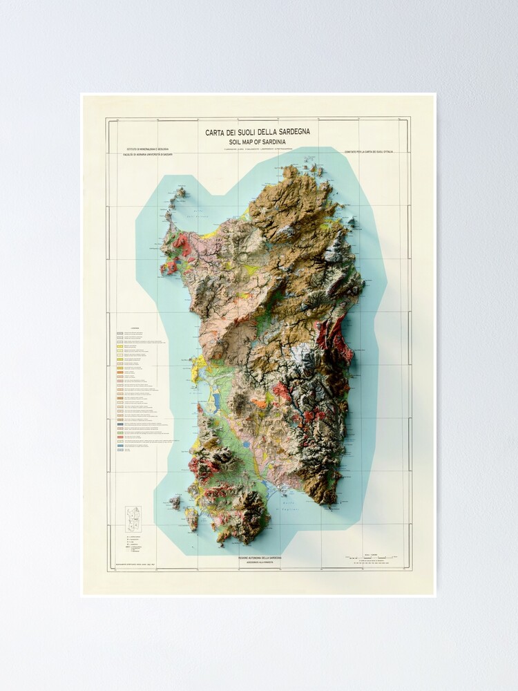 "1966 Sardinia Relief Map 3D digitally-rendered" Poster for Sale by ...