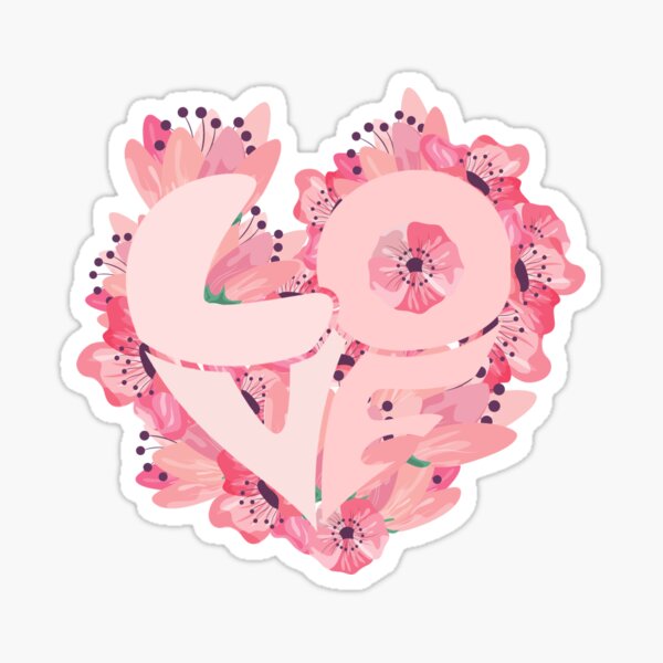 "Love Hearts & Flowers" Sticker for Sale by Dollfacedesign | Redbubble