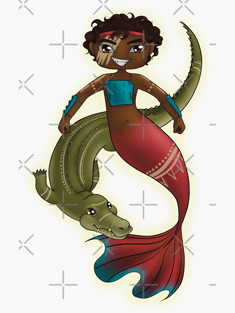 "Crocodile Merboy" Sticker by Lethalwombat | Redbubble