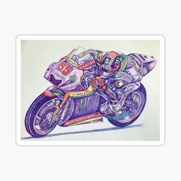 "Ballpoint Sketching Painting MotoGP 55 Hafiz Syahrin" Sticker for Sale ...