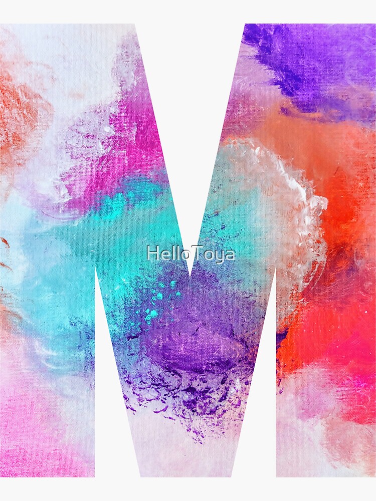 "Initial Monogram Letter M Purple, Pink and Blue Watercolor Design ...