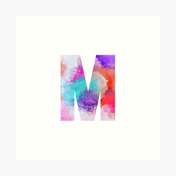 "Initial Monogram Letter M Purple, Pink and Blue Watercolor Design ...