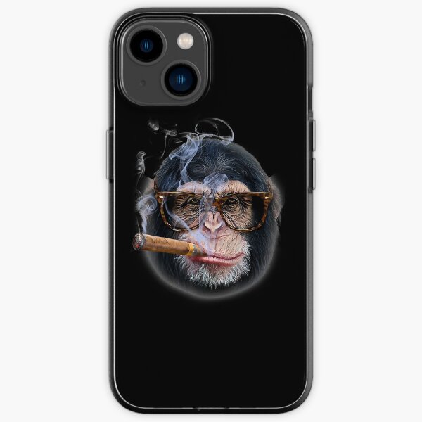 "Chimpanzee in Retro Glass Puffing Cigar, Monkey Face T-Shirt" iPhone ...