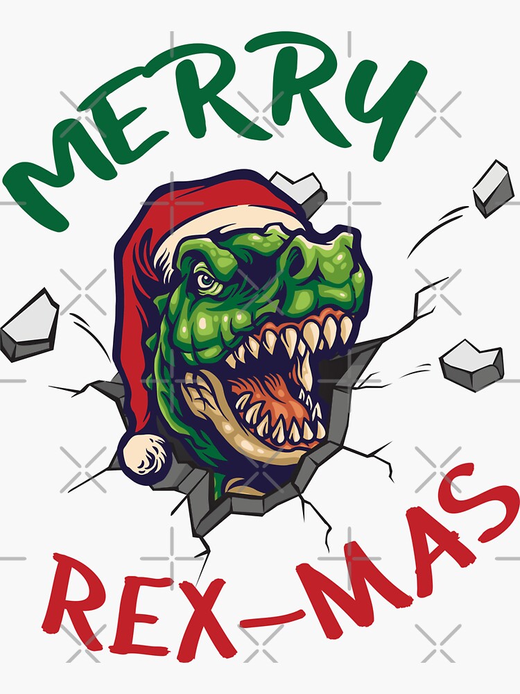 "Merry Rex-Mas T-Rex Christmas Funny Santa Dino" Sticker for Sale by ...