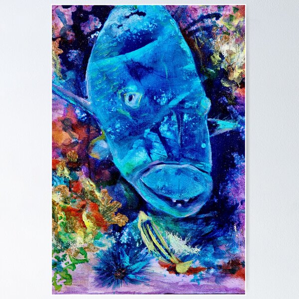 "Blue Groper Fish" Poster for Sale by CoryAcornArt | Redbubble