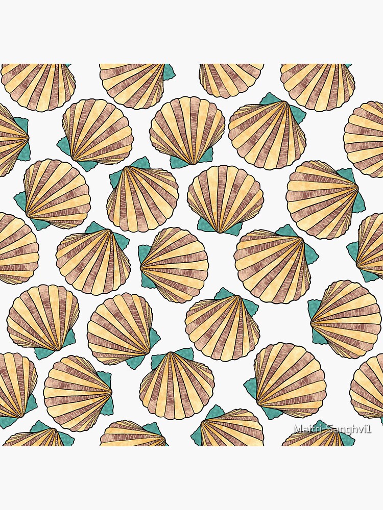 "Ocean and Sea shells scallops" Sticker by Maitri-Sanghvi1 | Redbubble