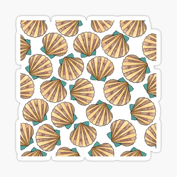 "Ocean and Sea shells scallops" Sticker by Maitri-Sanghvi1 | Redbubble