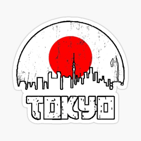 "Tokyo skyline city white red" Sticker for Sale by Myriala | Redbubble
