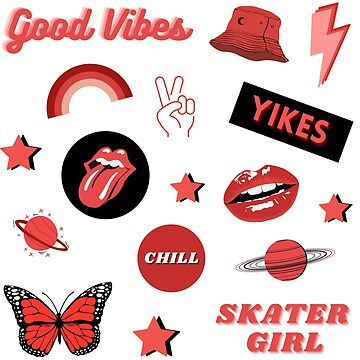 "Red Aesthetic Pack " Sticker for Sale by DesignStory | Redbubble