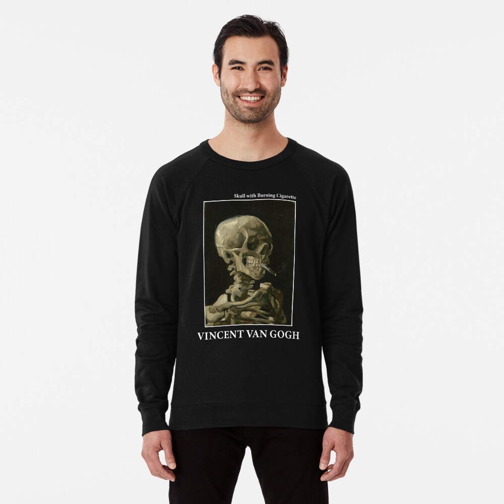 "Schädel mit brennender Zigarette (Vincent Van Gogh)" Leichter Pullover ...