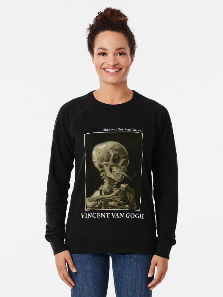 "Schädel mit brennender Zigarette (Vincent Van Gogh)" Leichter Pullover ...
