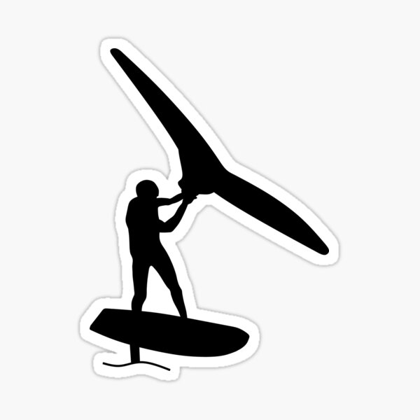 "Surfer with foil wing" Sticker by der-berliner | Redbubble