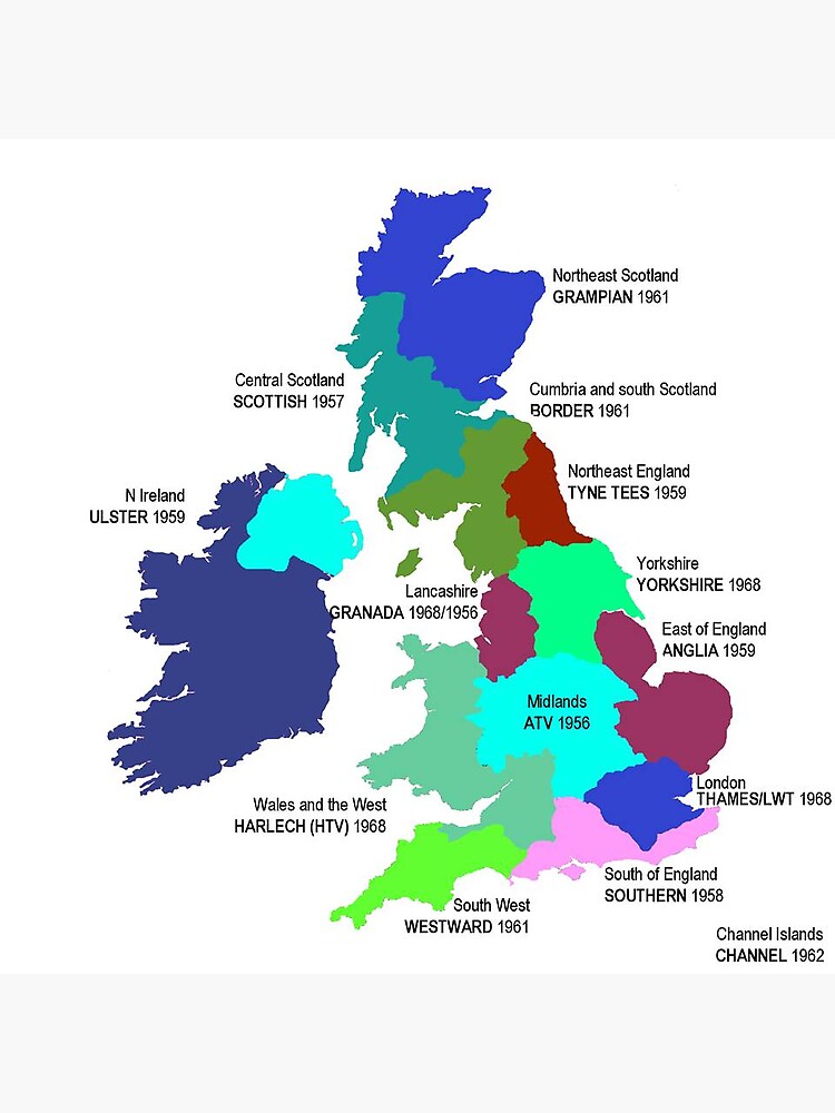 "Classic ITV Regions" Sticker for Sale by stevefreestone | Redbubble