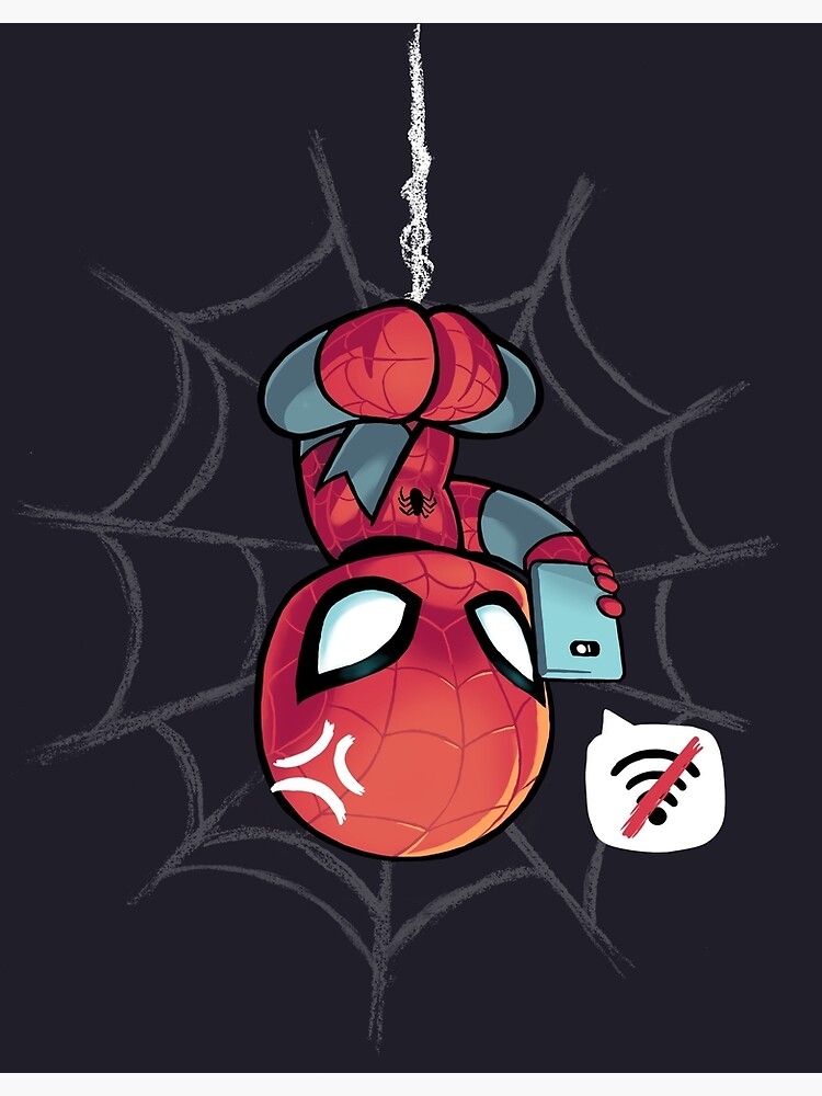 "Far Away from the Web - Chibi Spider - Funny Hero - No Wi-fi" Poster ...