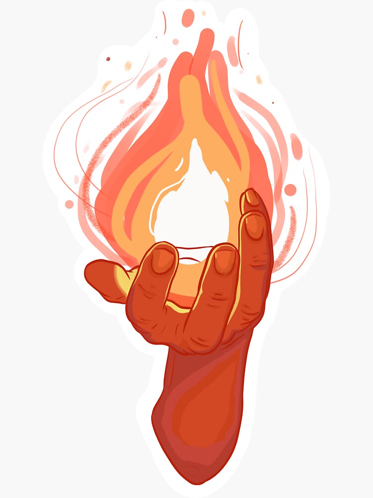 "Flaming Hand Spell" Sticker for Sale by lrmackay | Redbubble