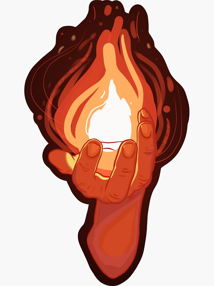 "Flaming Hand" Sticker for Sale by lrmackay | Redbubble