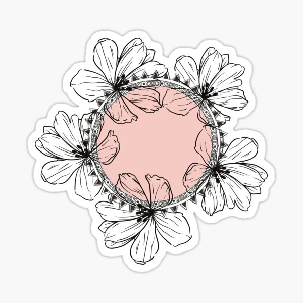 "boho Asthetic Flower Circle Cute Minimalist Pink design " Sticker for ...
