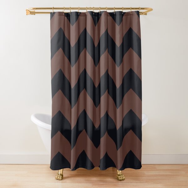 minimalist color block chevron dark academia brown and black Shower Curtain for Sale by neopop