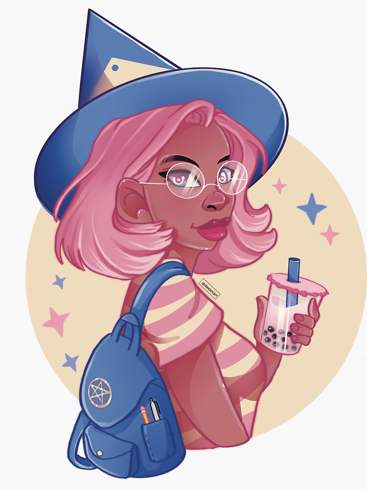 "School Witch & Boba" Sticker by Daxani | Redbubble