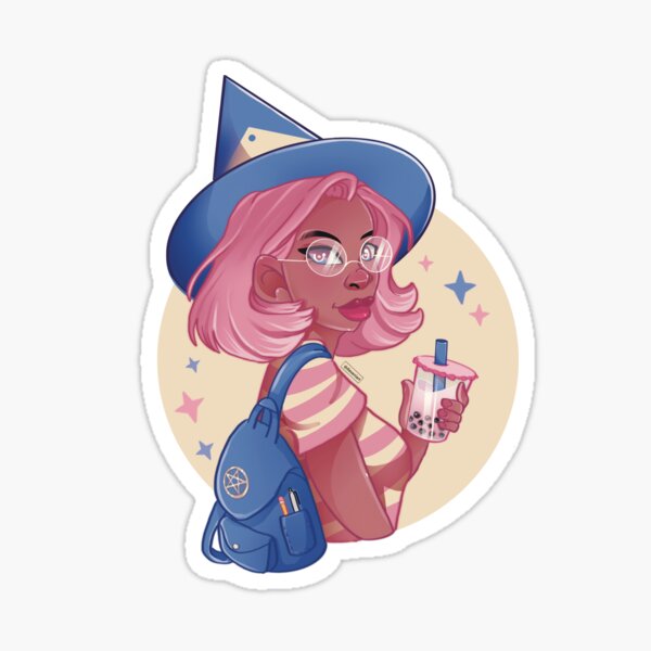 "School Witch & Boba" Sticker by Daxani | Redbubble