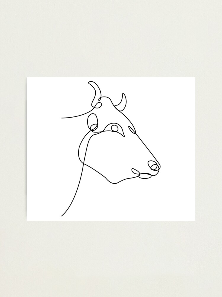 "Simple Cow Line Art Drawing" Photographic Print for Sale by Tromboo ...