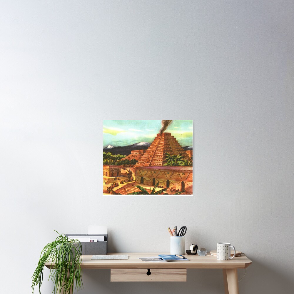 "Aztec Pyramid Temple - Vintage Retro Illustration" Poster for Sale by ...