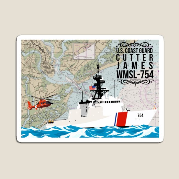 "Chart Art - Coast Guard Cutter James" Magnet for Sale by ...
