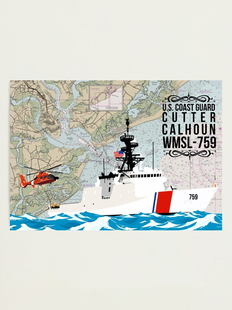 "Chart Art - Coast Guard Cutter Calhoun" Photographic Print for Sale by ...