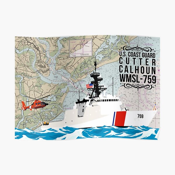 "Chart Art - Coast Guard Cutter Calhoun" Poster for Sale by ...
