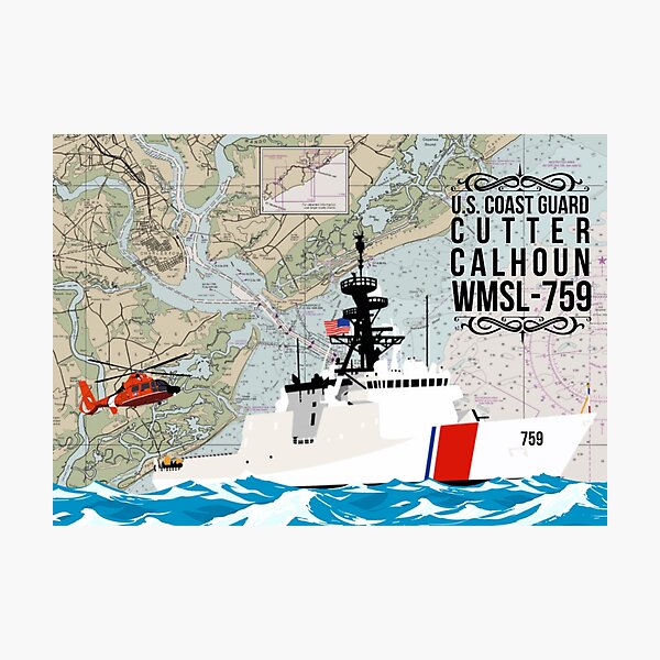 "Chart Art - Coast Guard Cutter Calhoun" Photographic Print for Sale by ...