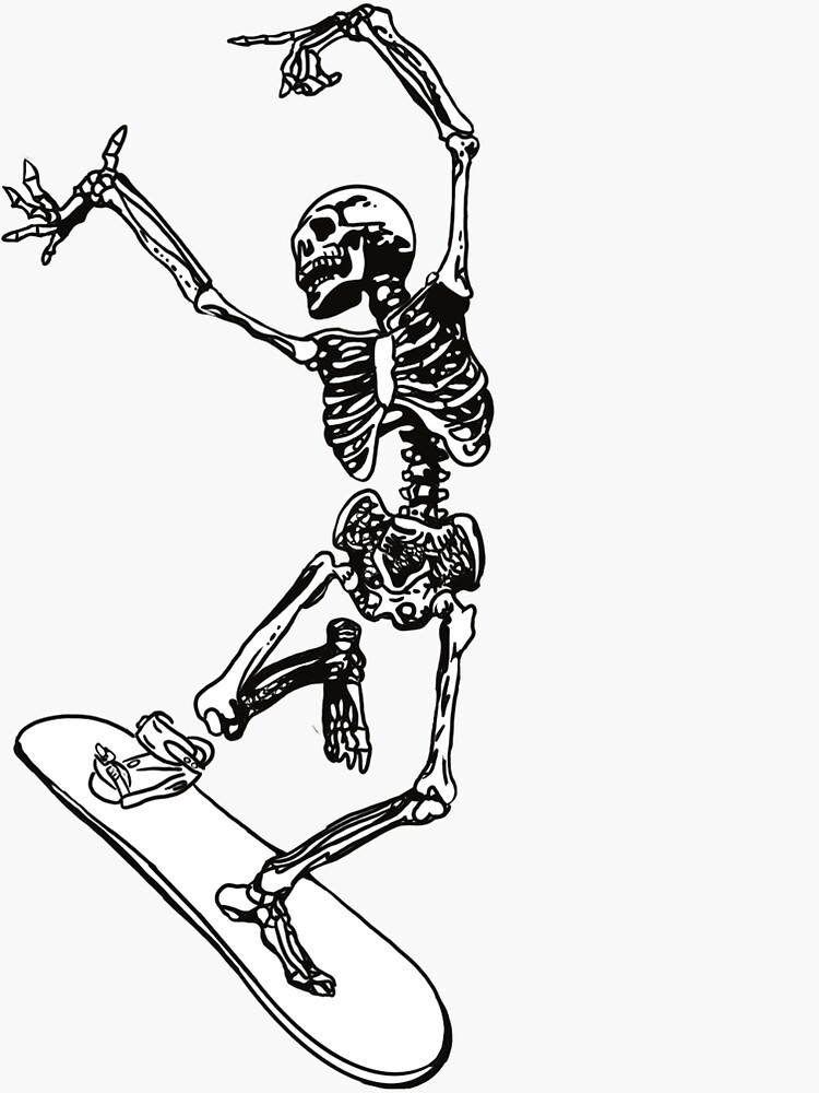 "Snowboard Skeleton" Sticker for Sale by Dailydoseofann | Redbubble