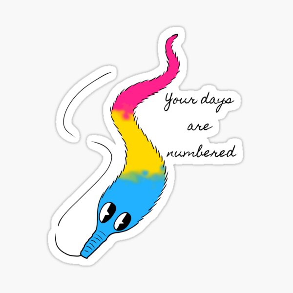 "Your days are numbered Pansexual pride worm" Sticker by SkeletalReigns ...