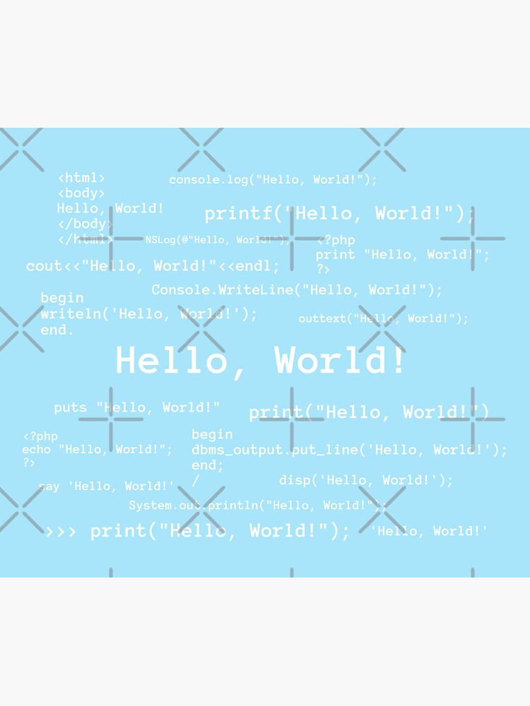 "Hello, World! Light Blue" Sticker by PatientCitizen | Redbubble