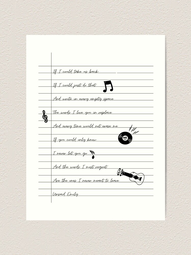 "unsaid Emily lyrics letter with doodle julie and the phantoms" Art ...