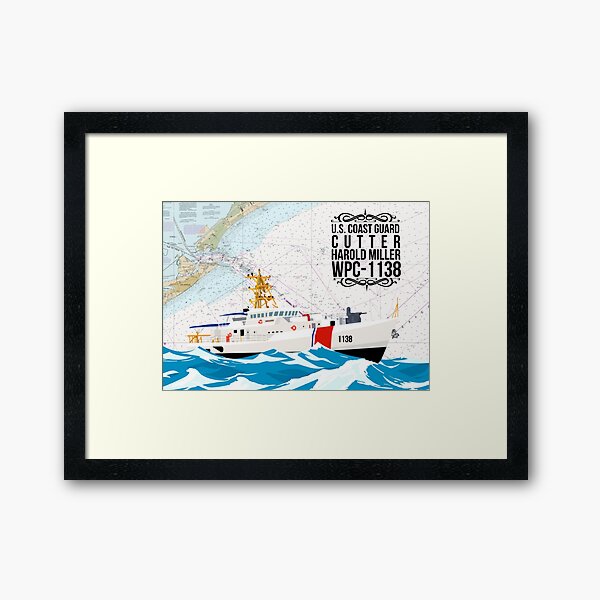 "Chart Art - Coast Guard Cutter Harold Miller" Framed Art Print for ...