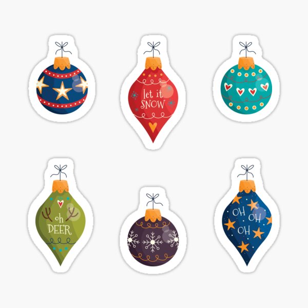 "6 Christmas Colorful Baubles" Sticker by NiftyTrinket | Redbubble