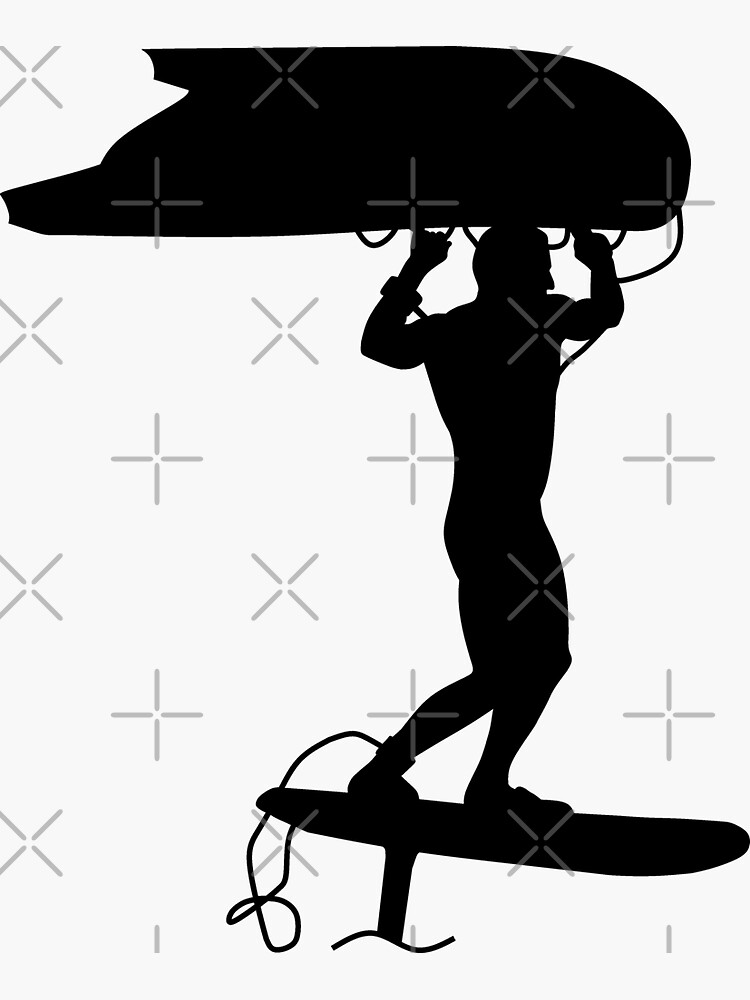 "Surfer wing surfing with a foil wing" Sticker by der-berliner | Redbubble