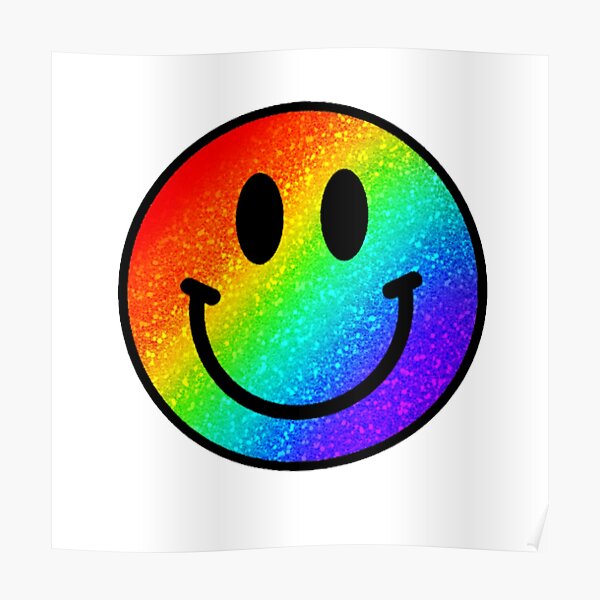 "rainbow glitter smiley face" Poster by elizastreet | Redbubble