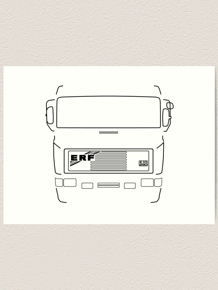 "Classic ERF E Series heavy truck black outline graphic" Art Print by ...
