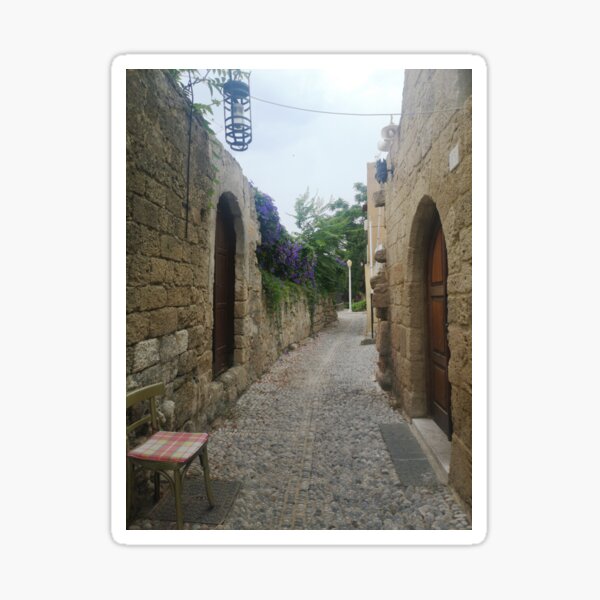 "Cute alleyway passage in Rhodes, Greece" Sticker for Sale by ...