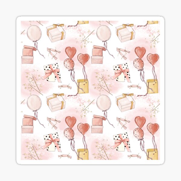 "Happy birthday pink pattern" Sticker by Milatoo | Redbubble