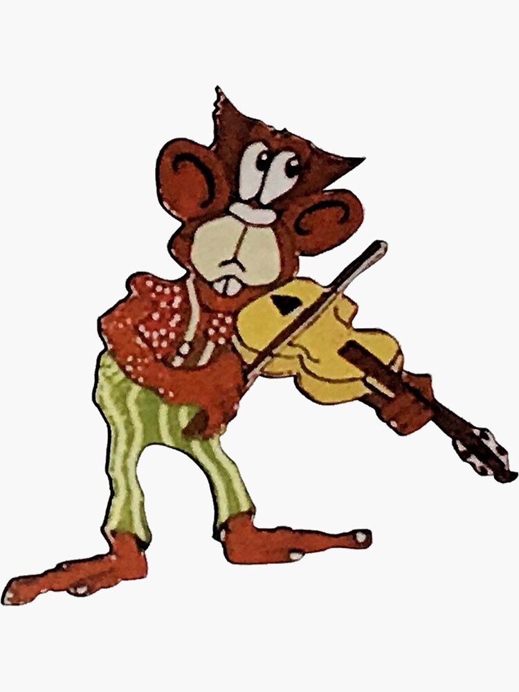 "Monkey Playing Fiddle" Sticker for Sale by Shakenbake28 | Redbubble