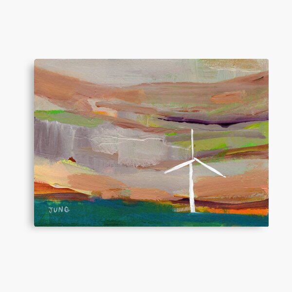 "Wind Turbine Art, Wind Farm Painting, Abstract Landscape by Yeojin ...