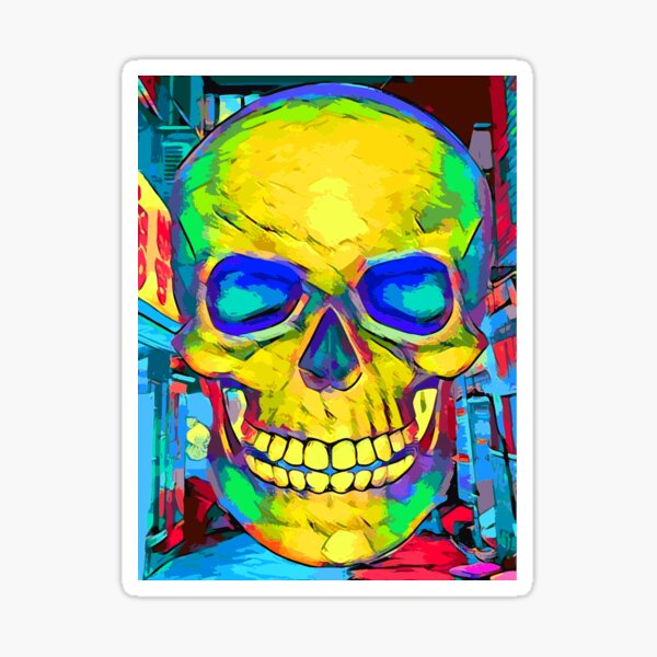"Neon Skull Abstract Street Art" Sticker for Sale by Delights | Redbubble