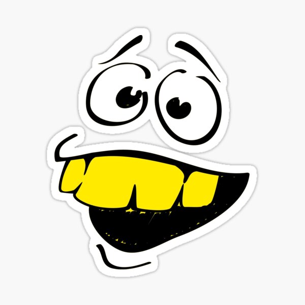 "Yellow big teeth face" Sticker for Sale by Winkham | Redbubble