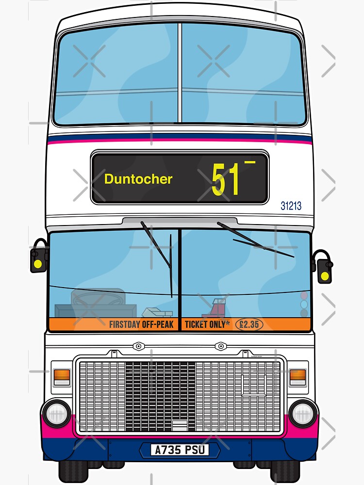 "Firstbus Glasgow Bus 00s 31213 Duntocher 51 Illustration" Sticker for ...