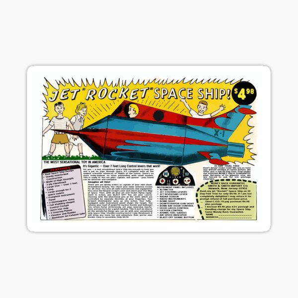 Jet Rocket Space Ship Comic Book Ad Sticker For Sale By Kayve Redbubble