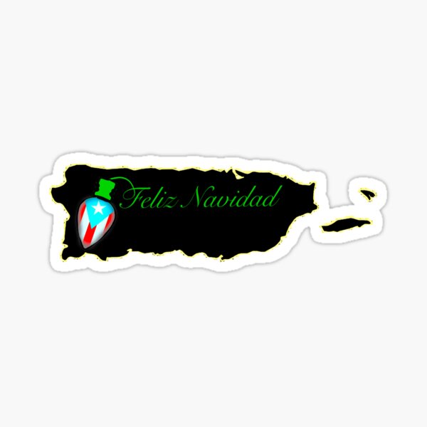 Pegatina «Feliz Navidad Puerto Rico Bandera Mapa Luces Navidad» de ...