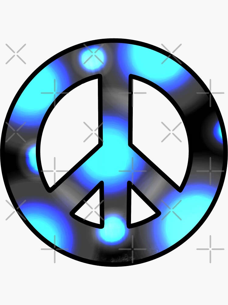 "Electric Blue Glow Peace Sign" Sticker for Sale by artmadebymia ...